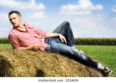 Man Laying On Haystack Stock Photo 5214634 | Shutterstock