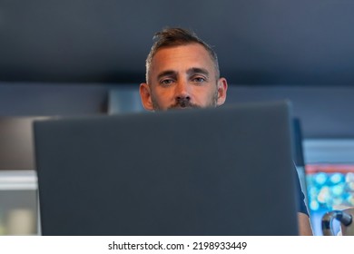Man Looking Camera Behind His Laptop Stock Photo 2198933449 | Shutterstock