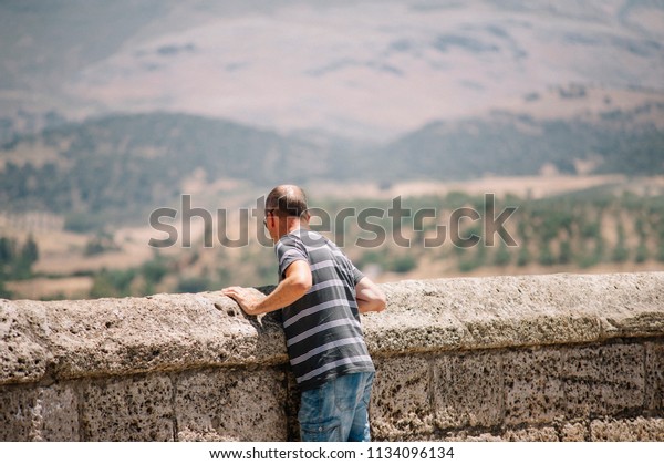 Man Looking Down Bridge Stock Photo 1134096134 | Shutterstock
