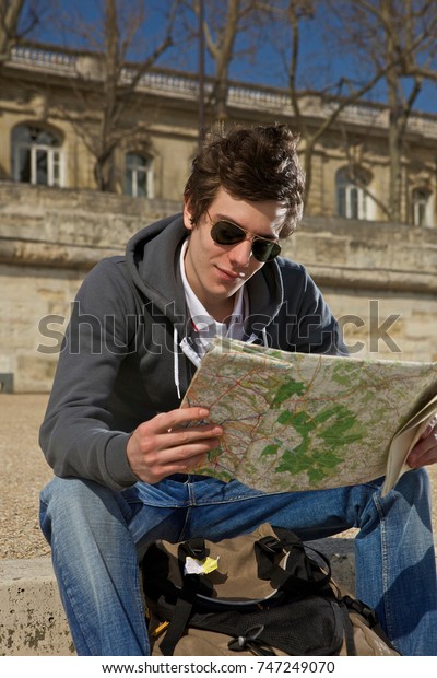 Man Looking On Map Stock Photo 747249070 | Shutterstock