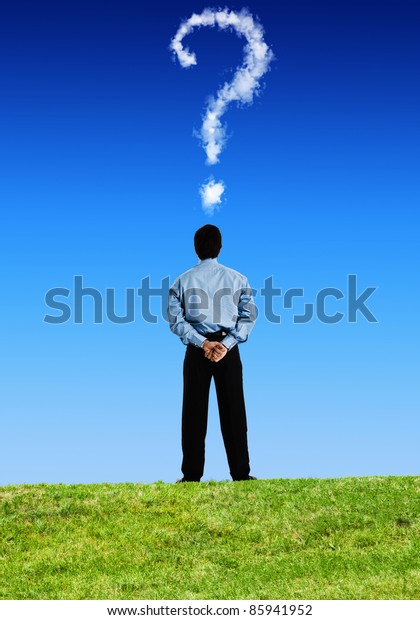 Man Looking Question Mark Sky Stock Photo 85941952 | Shutterstock