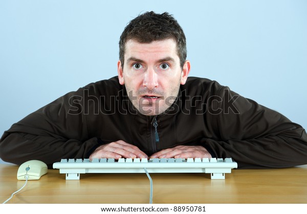 Man Looking Stupefying Computermonitor Stock Photo 88950781 | Shutterstock