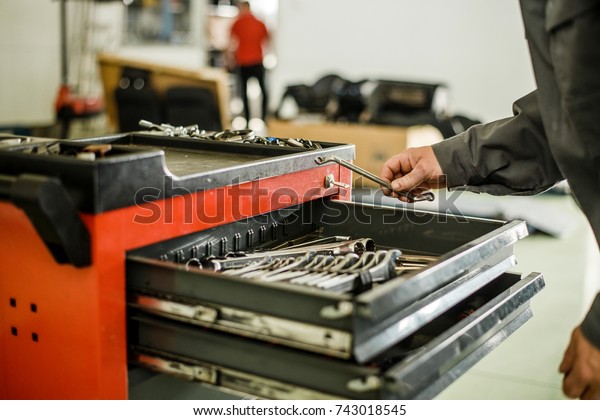 Man Looking Tools Toolbox Stock Photo (Edit Now) 743018545