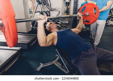 Man Lying On Bench Doing Workout Stock Photo 1254044800 | Shutterstock