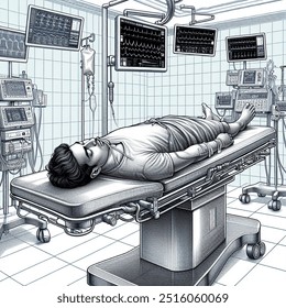 Man Lying On Operating Table Line AI-generated image 2516302021 ...