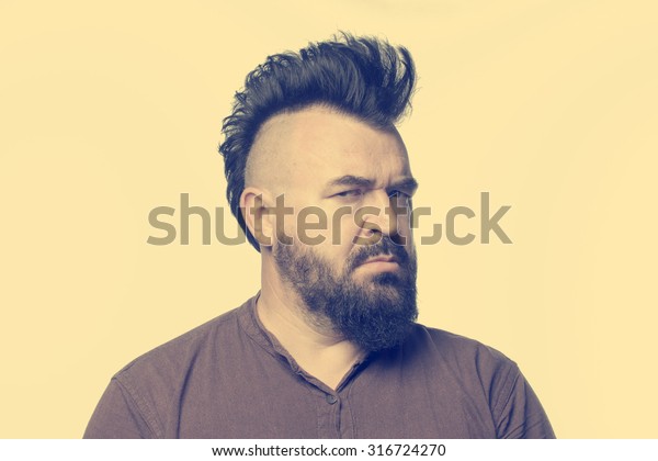 Man Mohawk Beard Isolated Stock Photo (Edit Now) 316724270