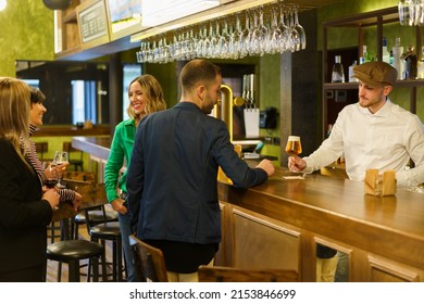 Man Ordering Beer Barkeeper While Standing Stock Photo 2153846699 ...