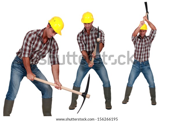 Man Pickaxe Stock Photo (Edit Now) 156266195