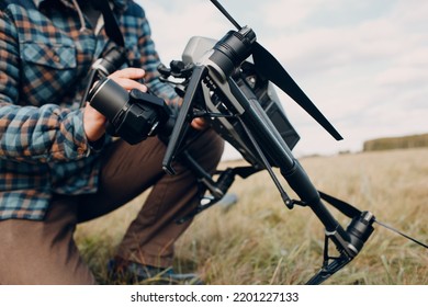 Man Pilot Checking Quadcopter Drone Before Stock Photo 2201227133 ...