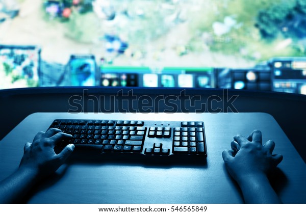 Man Playing Computer Games Stock Photo (Edit Now) 546565849