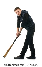 Man Posing Baseball Bat On White Stock Photo 51788020 | Shutterstock