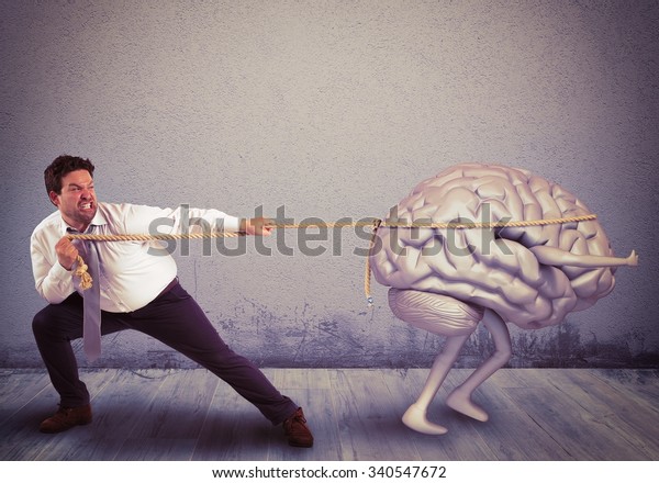 Man Pulls Rope Brain Drain Stock Photo (Edit Now) 340547672