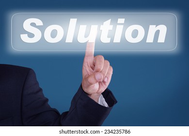 Man Pushes Button Solution Stock Photo 234235786 | Shutterstock