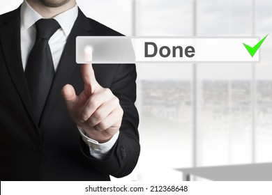 Man Pushing Touchscreen Button Done Checked Stock Photo 212368648 ...