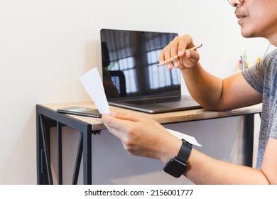Man Reading Document Paper While Working Stock Photo 2156001777 ...