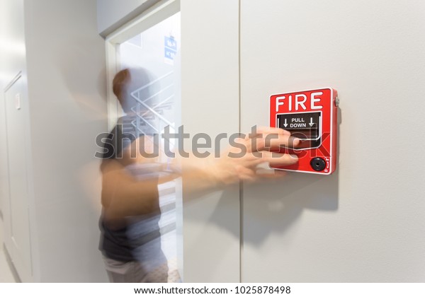 Man Running Hand Pulling Fire Alarm Stock Photo 1025878498 | Shutterstock