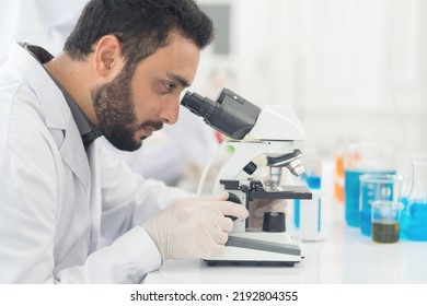 Man Scientist Looking Through Microscope Doing Stock Photo 2192804355 ...