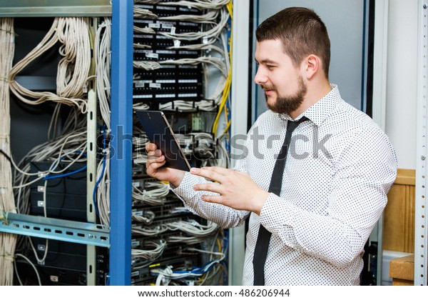 Man Server Room Stock Photo 486206944 | Shutterstock