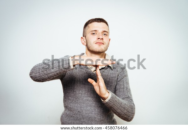 Man Shows Hands Stop Timeout On Stock Photo 458076466 | Shutterstock