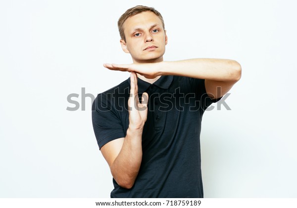 Man Shows Hands Stop Timeout On Stock Photo 718759189 | Shutterstock