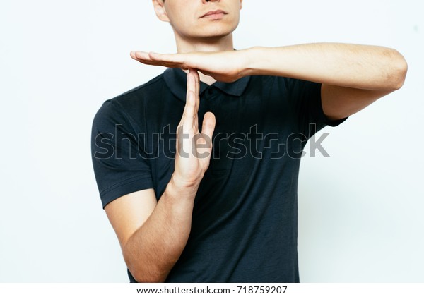 Man Shows Hands Stop Timeout On Stockfoto 718759207 | Shutterstock