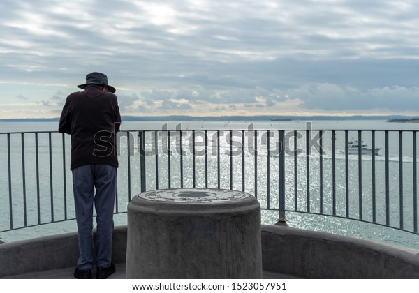 Man Standing Alone Looking Over Railings Stock Photo 1523057951 ...