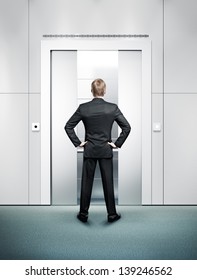 Businessman Standing Front Elevator Stock Photo (Edit Now) 139260440