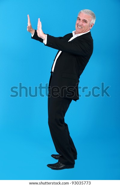 Man Straining Push Heavy Object Stock Photo (Edit Now) 93035773