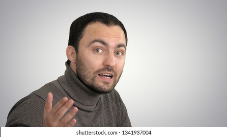 Man Talking Camera On Gradient Background Stock Photo 1341937004 ...