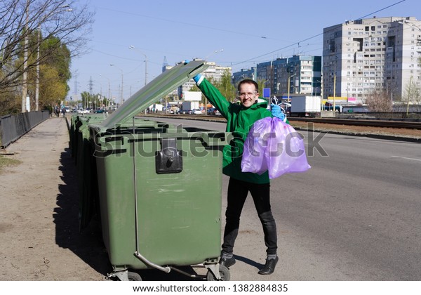Man Throws Garbage Tank Stock Photo 1382884835 | Shutterstock