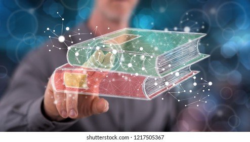 Man Touching Elearning Concept On Touch Stock Photo 1217505367 ...