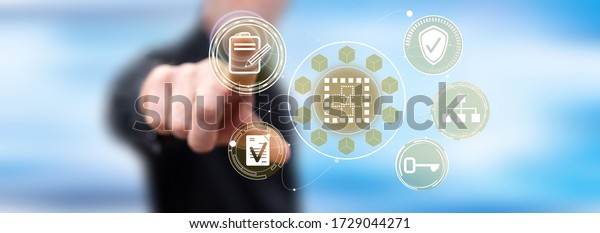 Man Touching Smart Contract Concept On Stock Photo 1729044271 ...