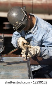Man Using Burning Torch Cut Steel Stock Photo 12230182 | Shutterstock