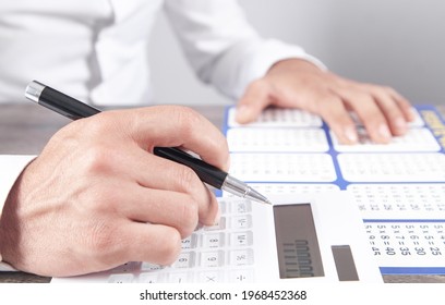 Man Using Calculator Multiplication Table Stock Photo 1968452368 ...