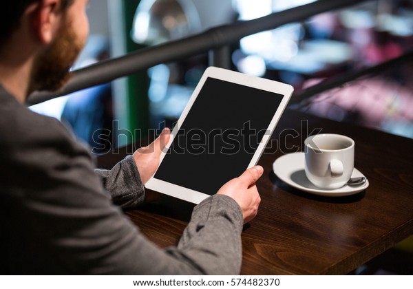 Man Using Digital Tablet Restaurant Stock Photo (Edit Now) 574482370