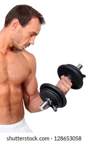 Man Using Dumbbell Stock Photo 128653058 | Shutterstock