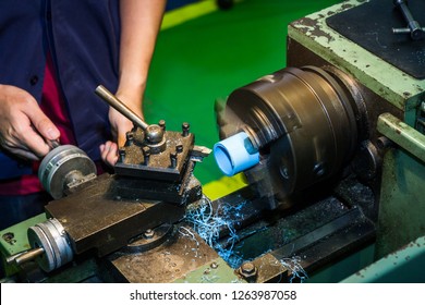 Man Using Lathe Machine Stock Photo 1263987058 | Shutterstock