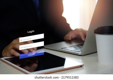 Man Using Login Interface On Touch Stock Photo 2179511583 | Shutterstock