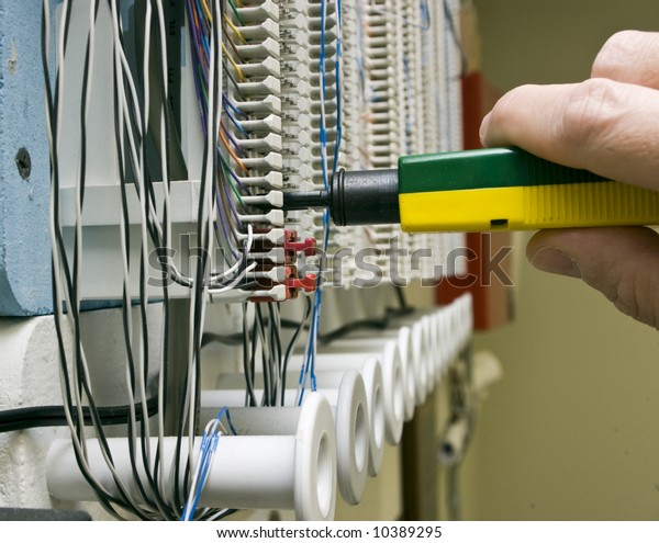 Man Using Punch Tool Connect Telephone Stock Photo 10389295 | Shutterstock