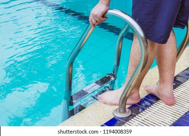 Man Walking Down Pool Exercise Stock Photo 1194008359 | Shutterstock