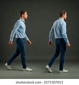 Man Walking Front Side Back Profile AI-generated image 2571506379 ...