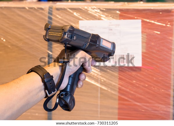 Man Worker Handling Barcode Scanner Scanning Stock Photo 730311205 ...