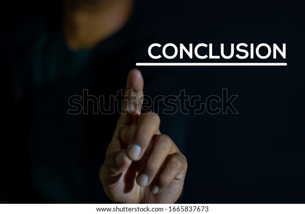 Man Write Conclusion Black Background Selective Stock Photo 1665837673 ...