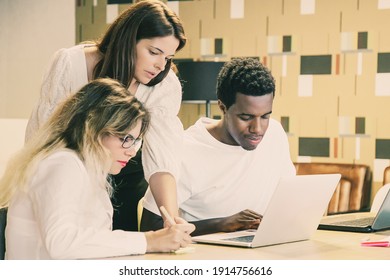 Manager Instructing Her Creative Team Professionals Stock Photo ...