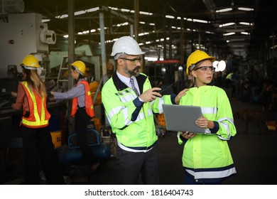 Skillful Worker Attending Brief Meeting Factory Stock Photo 1922521256 ...