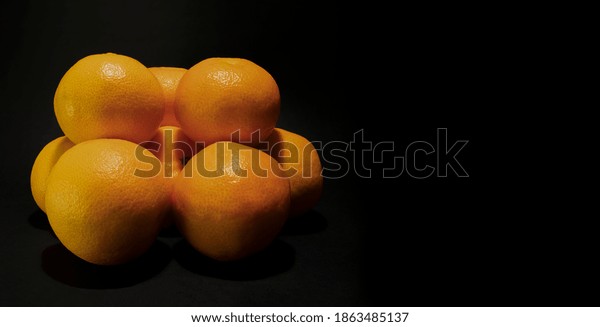 Mandarin Stack On Black Background Free Stock Photo 1863485137 ...