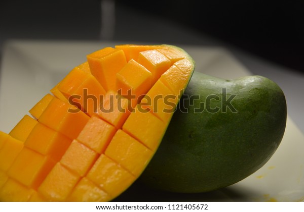Mango Harumanis Slice Isolated Black Background Stock Photo 1121405672 ...