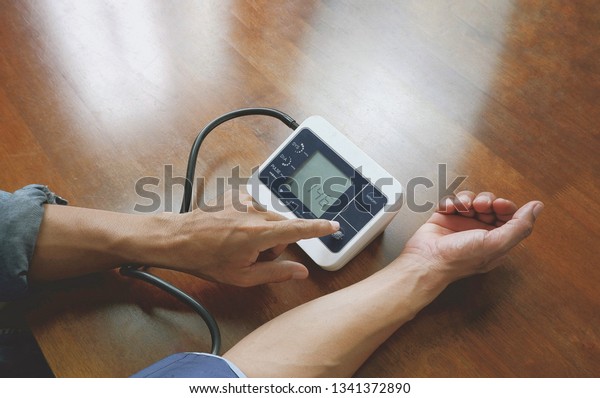 Mans Hand Resetting Start Button Digital Stock Photo 1341372890 ...