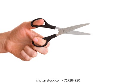 Hand Holding Blue Scissor Isolated On Stock Photo (Edit Now) 1471996313