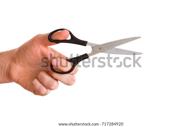 Mans Hand Using Scissors Isolated On Stock Photo 717284920 | Shutterstock